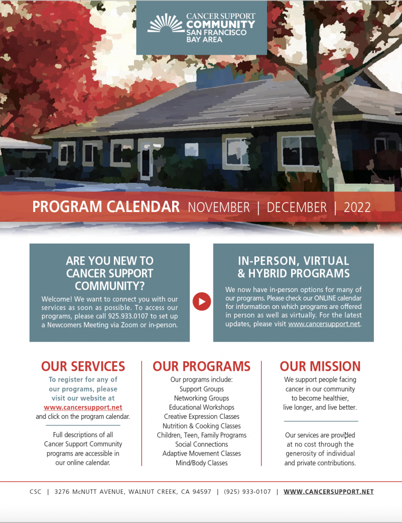 Bay Area Cancer Support Services Calendar| Cancer Support Community ...