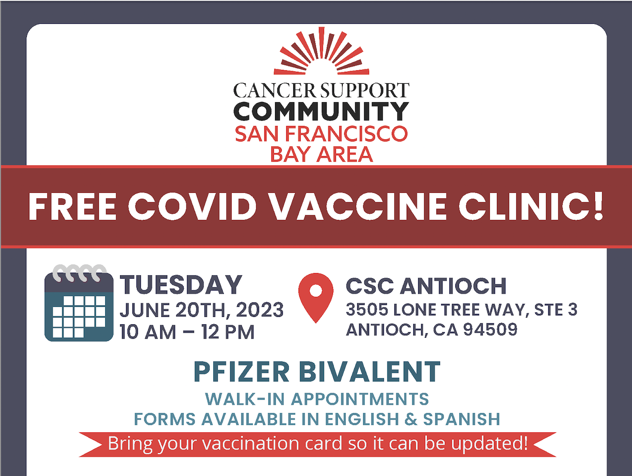 Free COVID-19 Vaccine Clinic - Cancer Support Community San Francisco ...